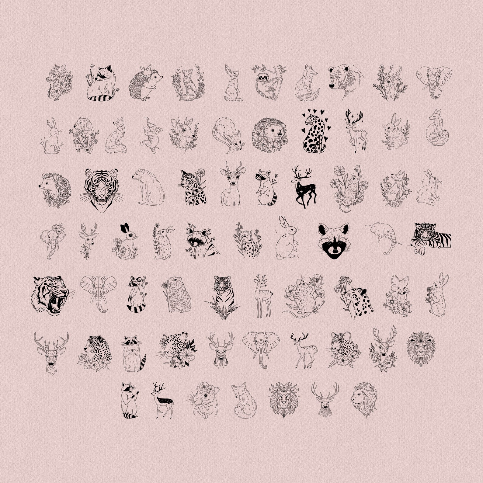 200 Hand-drawn Animal Procreate Stamps: Brush Set (digital Download) - Etsy