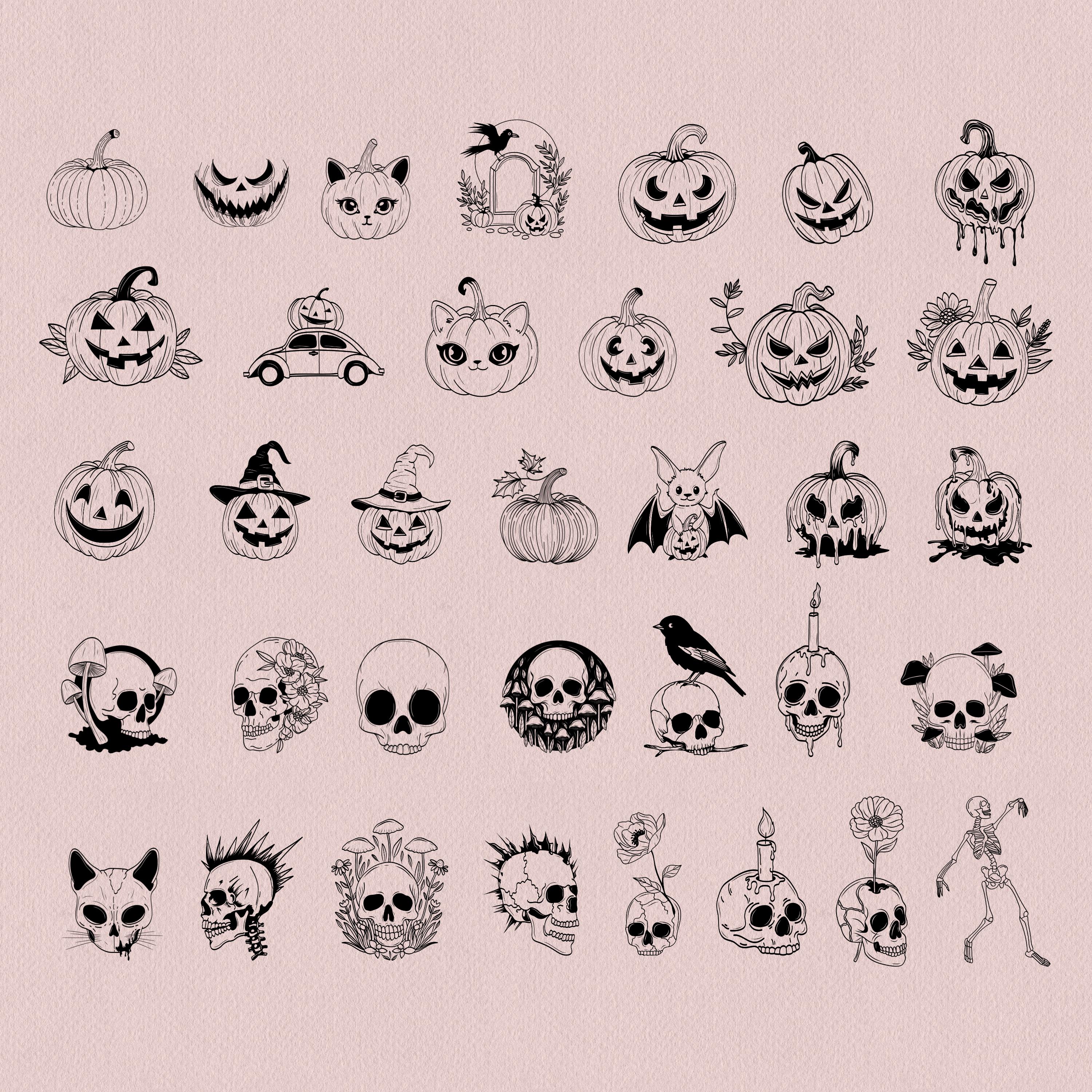 Halloween Procreate Stamps, Spooky Procreate Brush Set: Ghost, Pumpkin ...