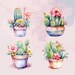 Cactus Clipart Succulent Png Cute Watercolor Plants in Pots - Etsy