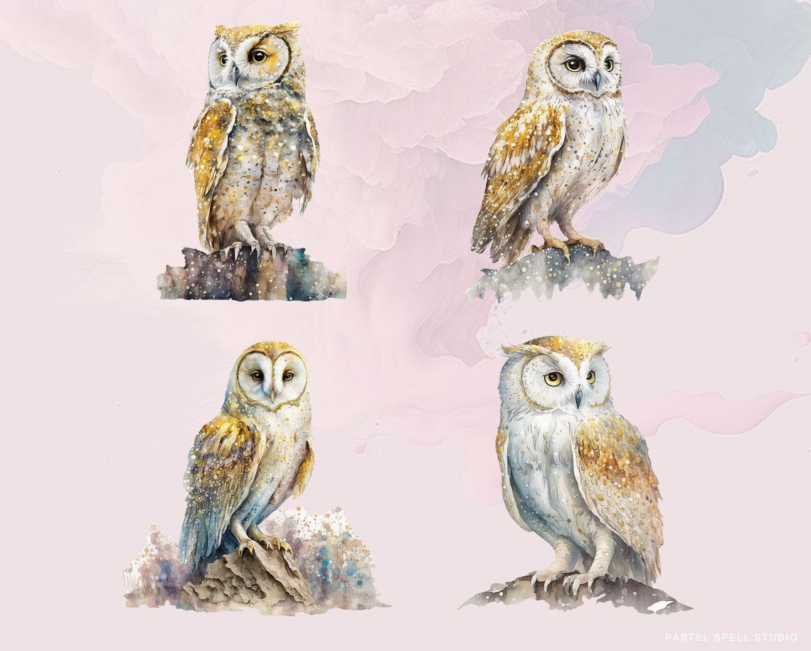 Owl Png, Magical Golden Glitter White Owl Clipart Illustrations, Fairy ...