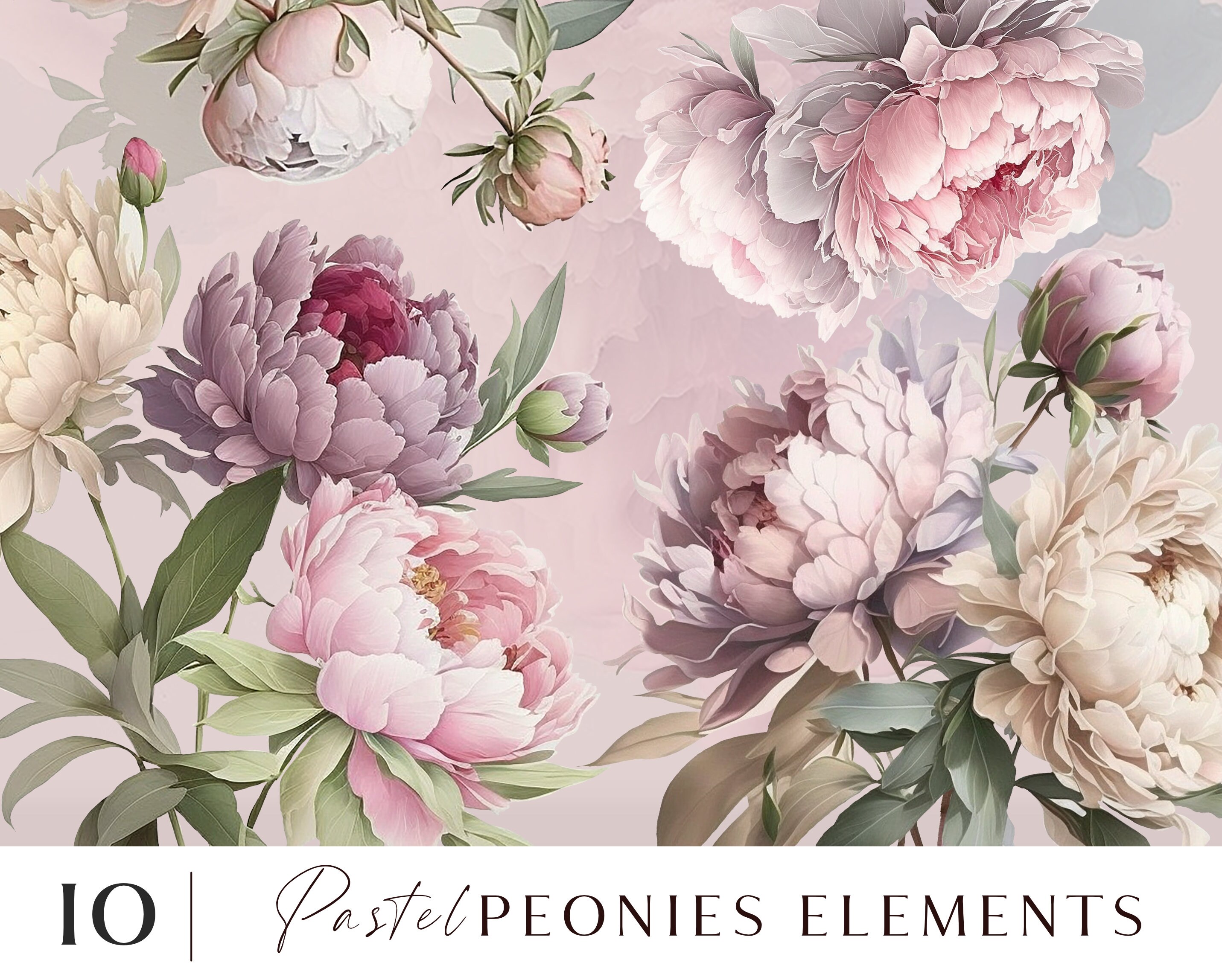 Peonies Clipart, Watercolor Flowers, Floral Transparent Png, Pink Peony ...