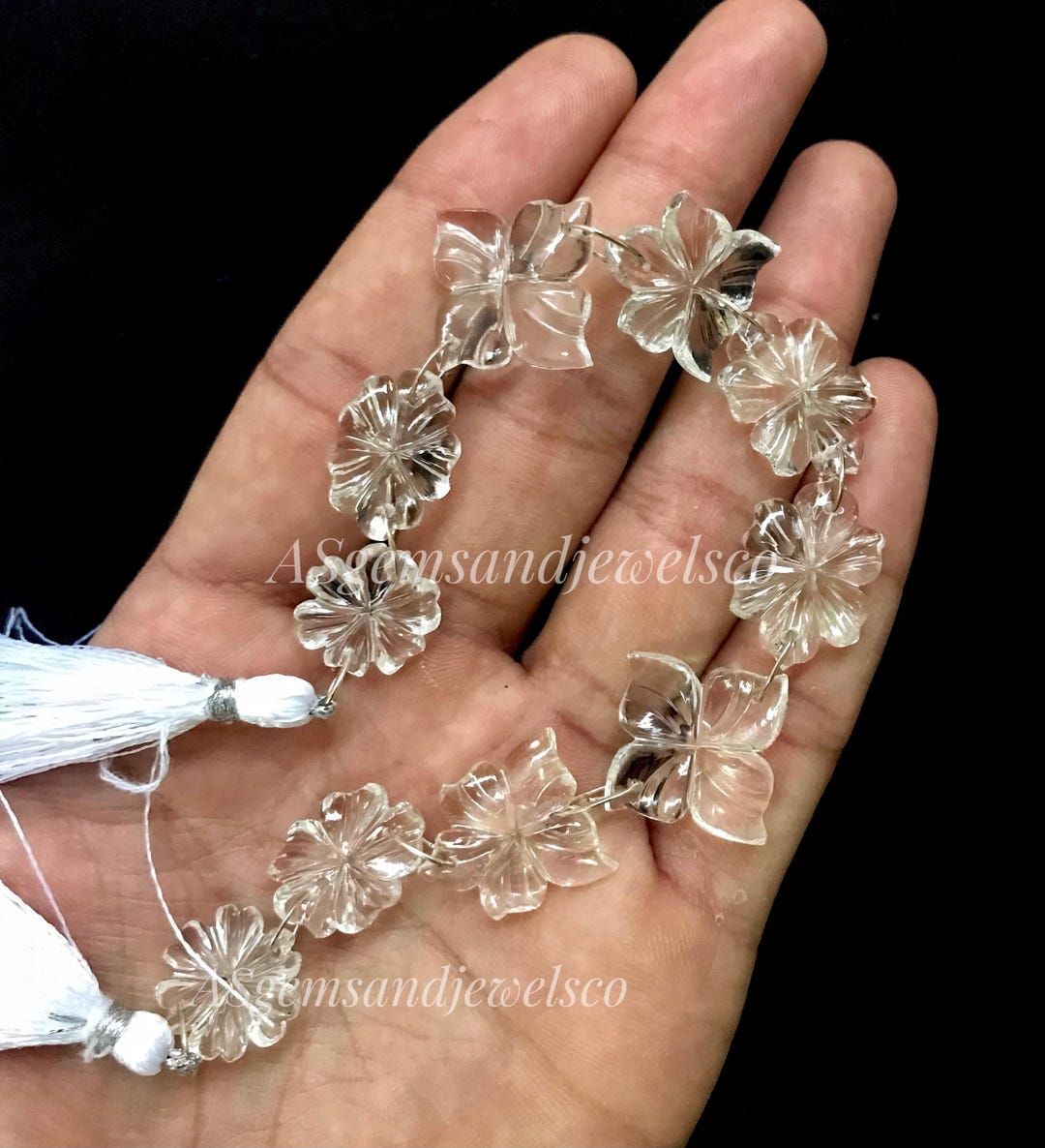 Beautiful AAA+ Quality Natural Crystal Quartz Flower Carved, Gemstone ...