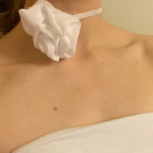 Handmade Flower Rose Choker, White Chiffon Necklace, Minimalist, Gifts ...