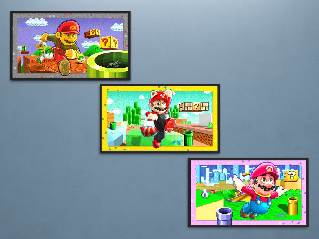 Retro Mario Showcase (3 Digital Art Prints) SMB1, SMB3, SMW - Etsy
