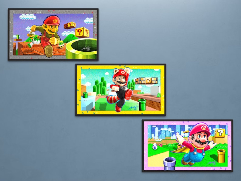 Retro Mario Showcase 3 Digital Art Prints SMB1, SMB3, SMW - Etsy