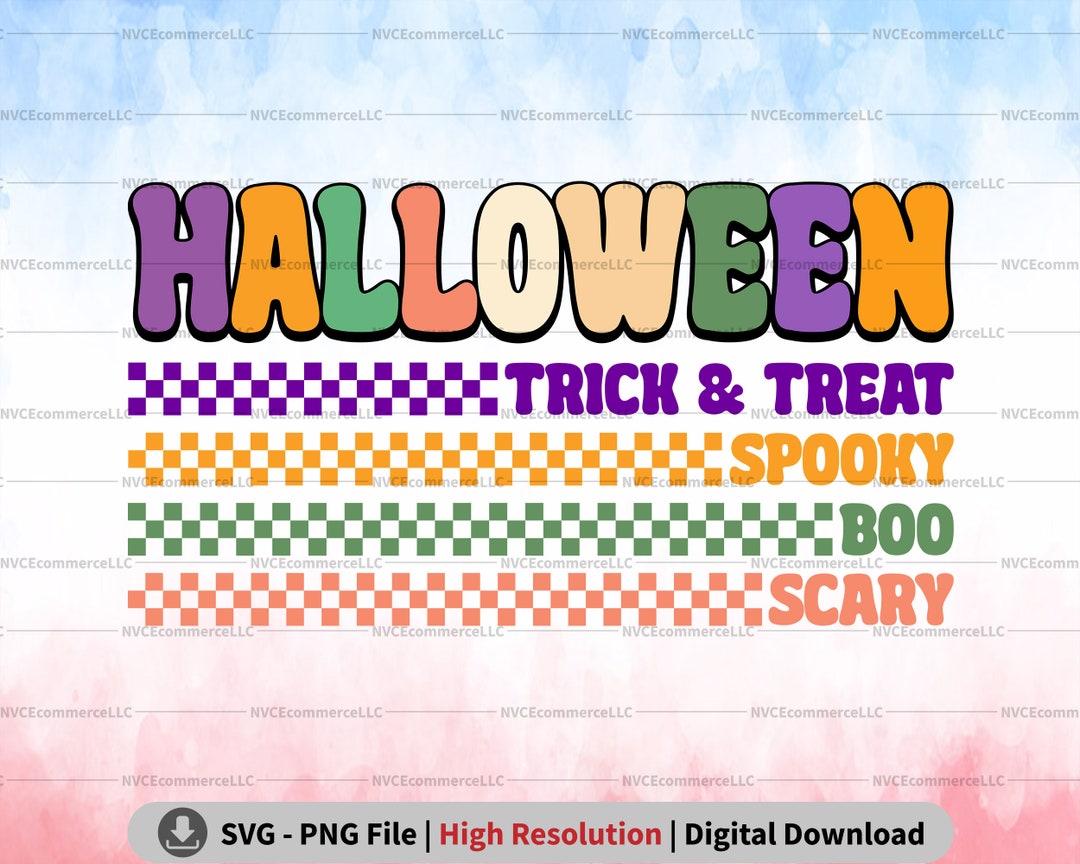 Retro Checkered Halloween PNG SVG Trick or Treat Png Vintage - Etsy