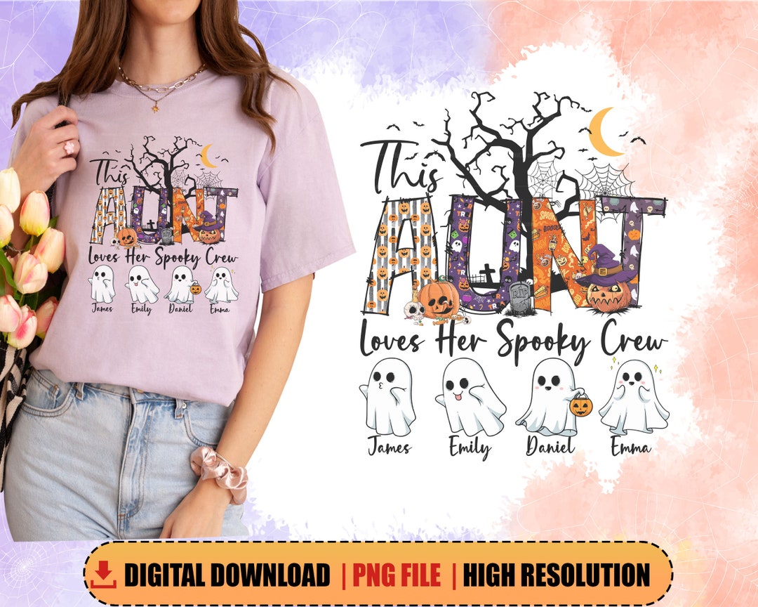 Personalized Halloween Aunt With Kids Name PNG This Aunt Love - Etsy