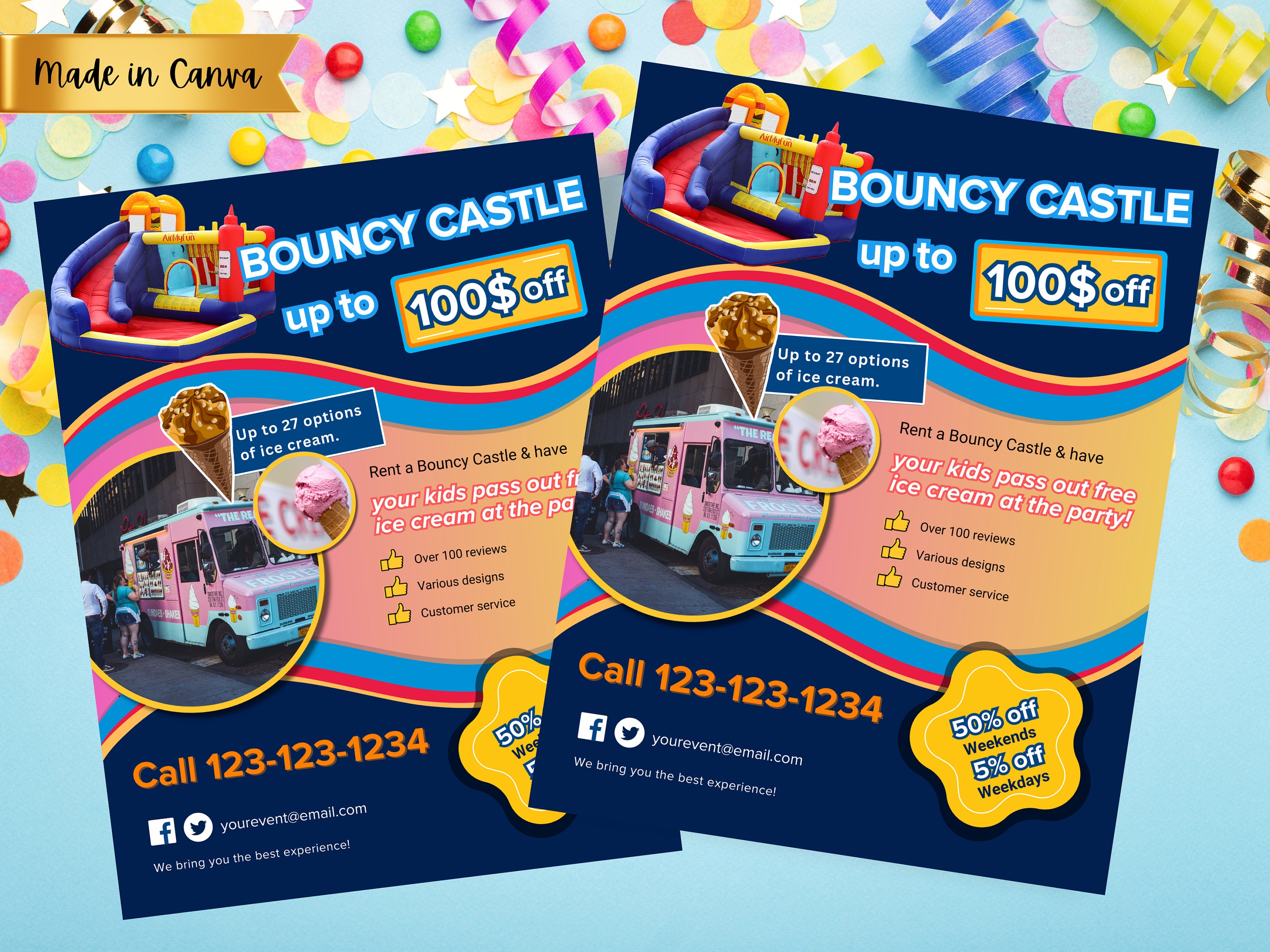 DIY Kids Party Rental Services Flyer | Customizable Party Flyer ...