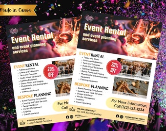 Party Rental Flyer Template, DIY Leaflet for Party Equipment, Editable ...