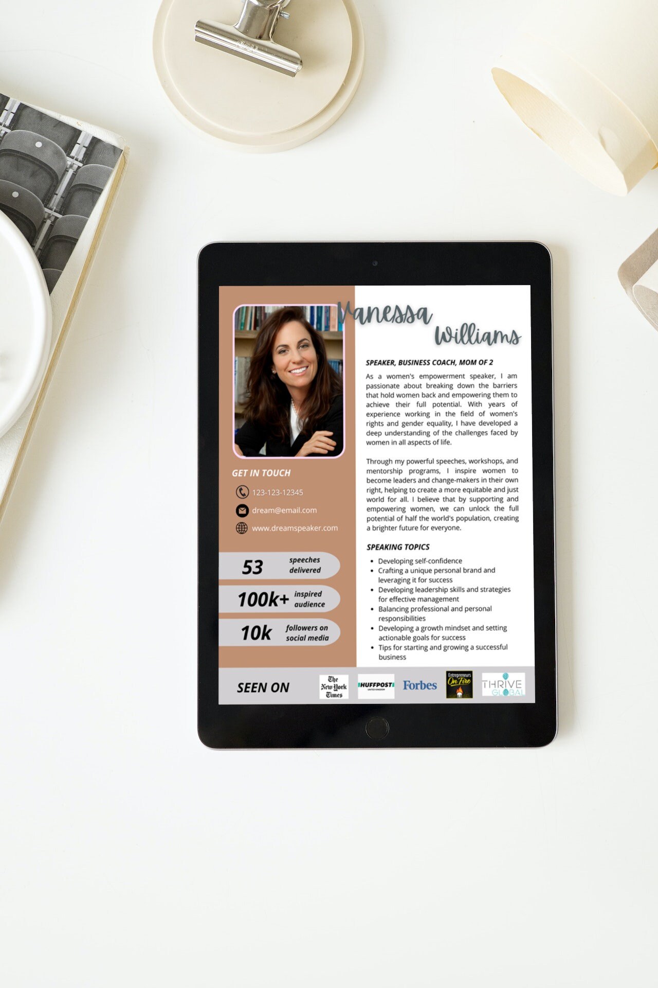 One Page Speaker Sheet Editable Speaker Sheet Customizable Speaker ...