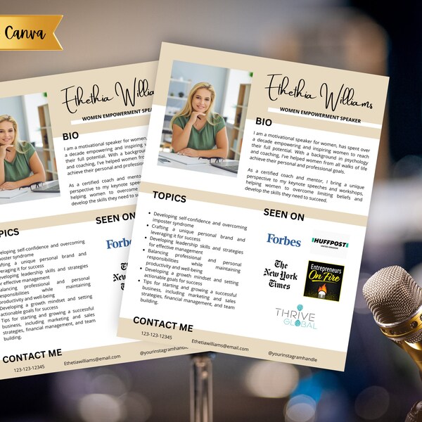 Speaker One Sheet - Etsy