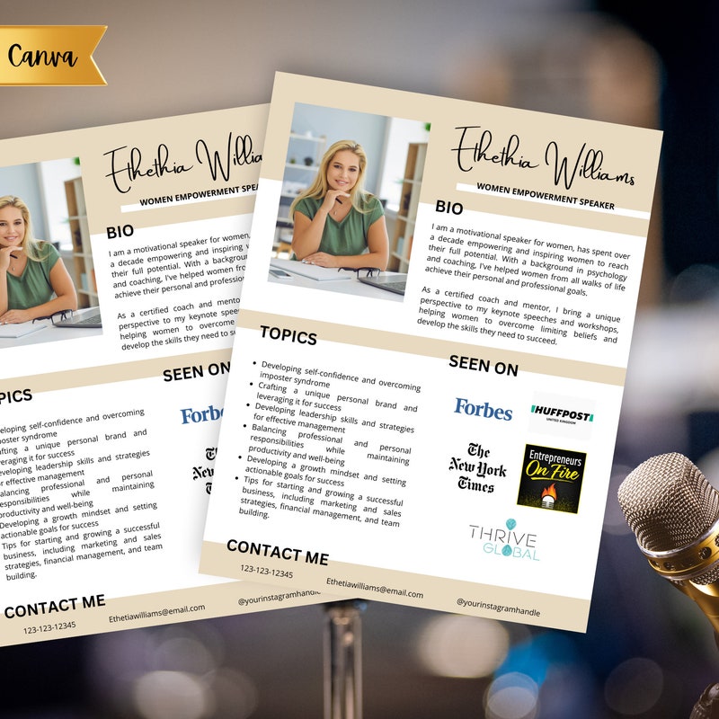 Speaker One Sheet - Etsy