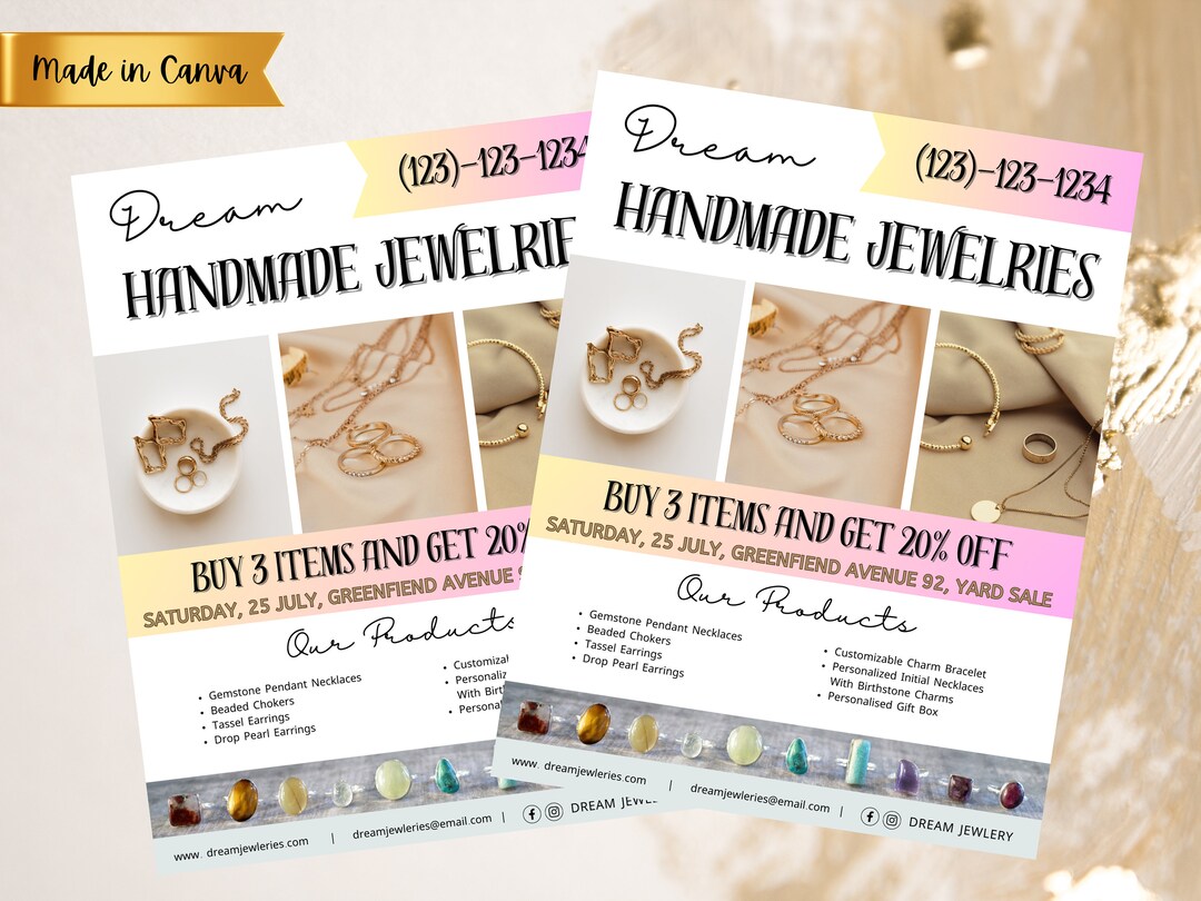 Handmade Jewlery Flyer | Home Business | Brand Awareness | Bracelet ...