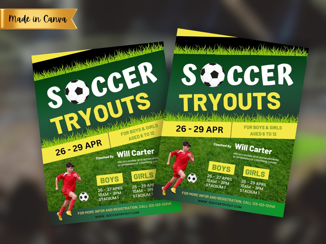 DIY Soccer Tryout Flyer Soccer Team Soccer Game Tryout Invite Kids ...