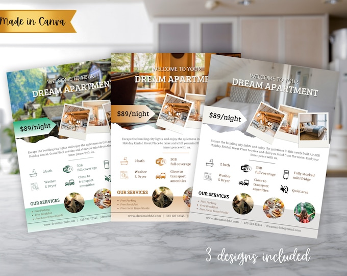 Airbnb Flyer Template - Editable Host Air Bnb Rentals Flyers Templates ...