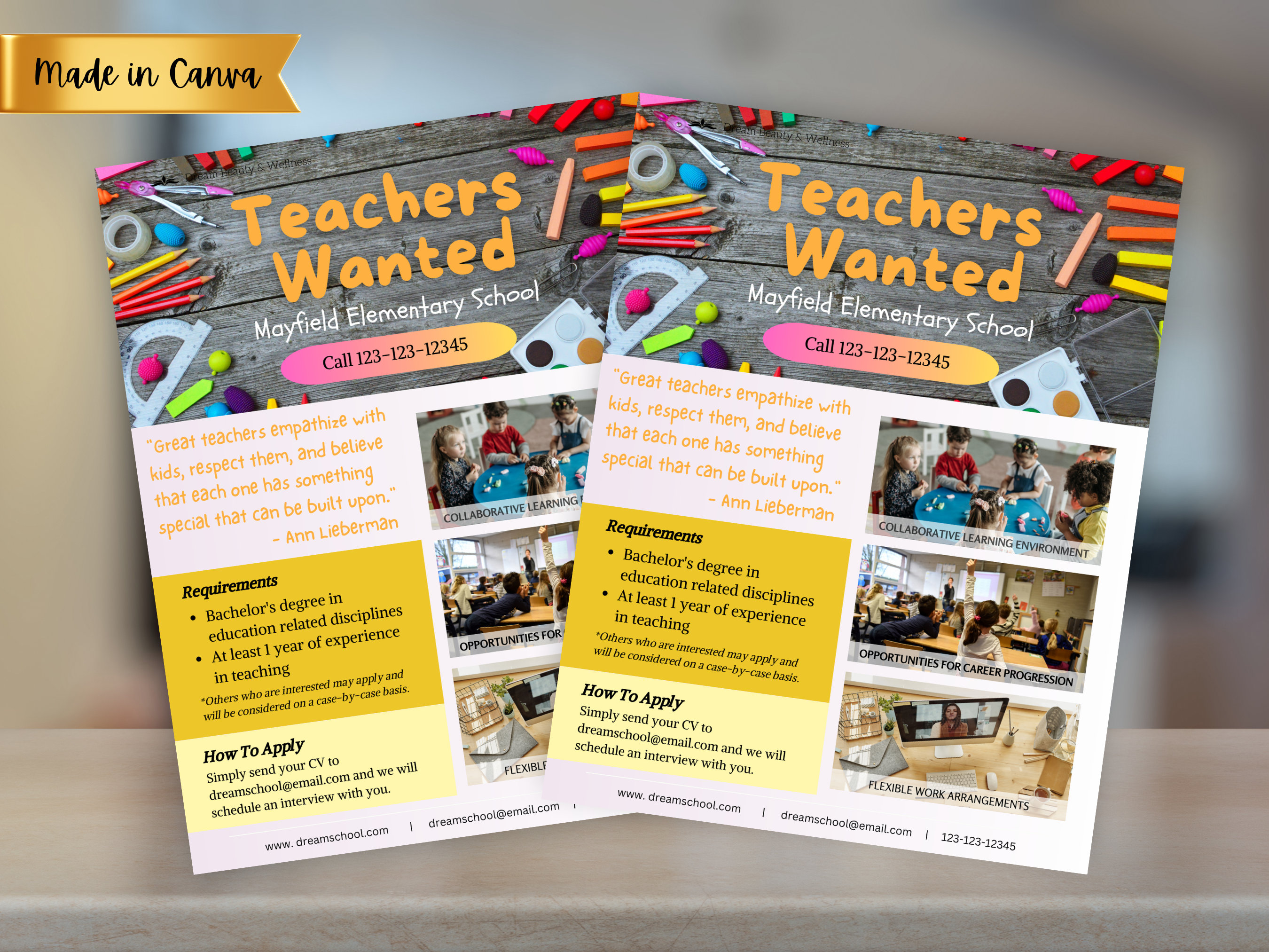 Teachers Wanted Flyer | Editable Elementary School Teacher Flyer ...