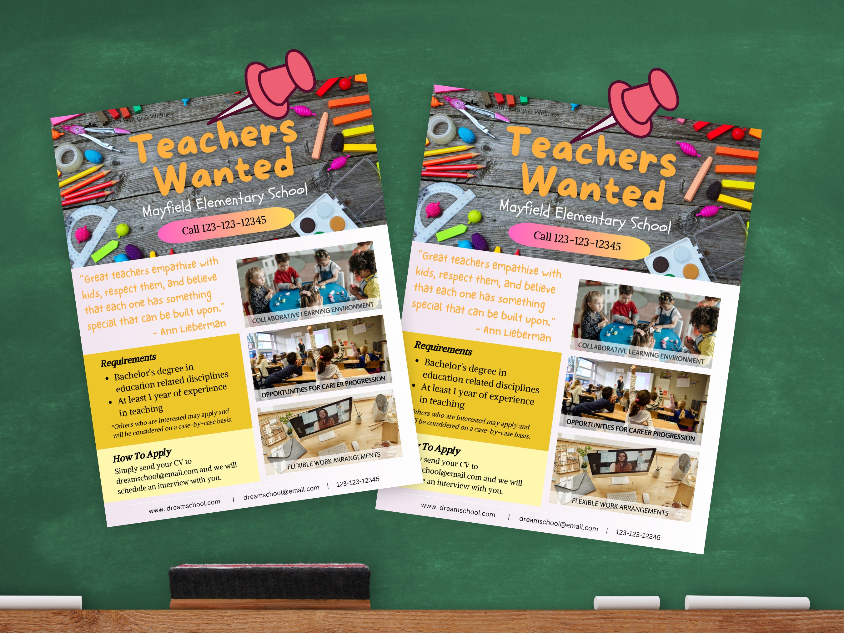 Teachers Wanted Flyer | Editable Elementary School Teacher Flyer ...