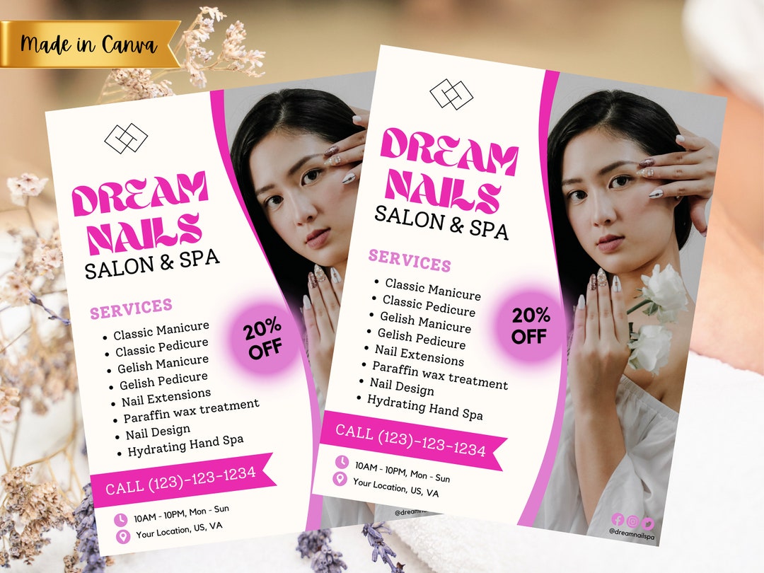 DIY Nail Salon Flyer Nail Spa Foot Scrub Mani-pedi Gel Mani-pedi ...