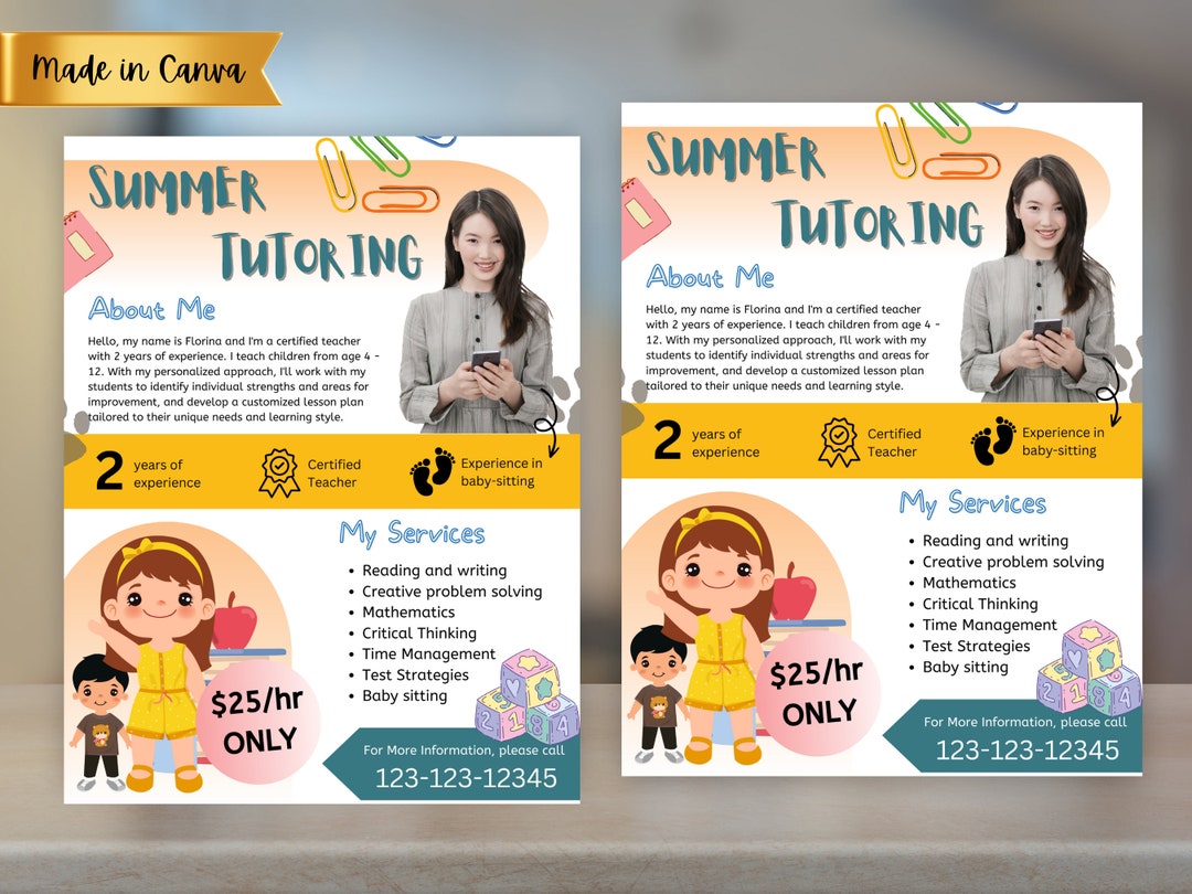 Tutoring Flyer Editable Tutoring Flyer Customizable Tutoring Flyer ...