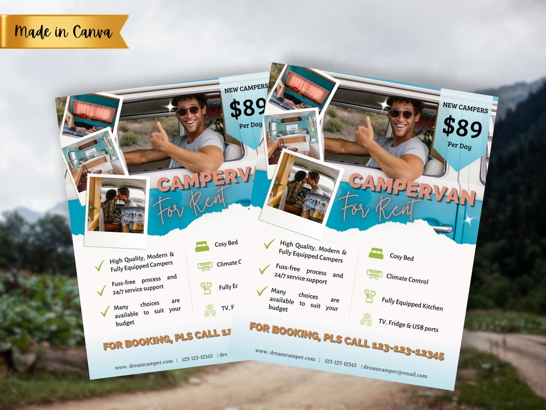 DIY Camper Van Rental Flyer Editable Road Trip Car Rental Flyer Scenic ...