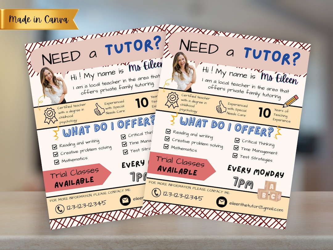 Tutoring Flyer | Editable Tutoring Flyer | Customizable Tutoring Flyer ...