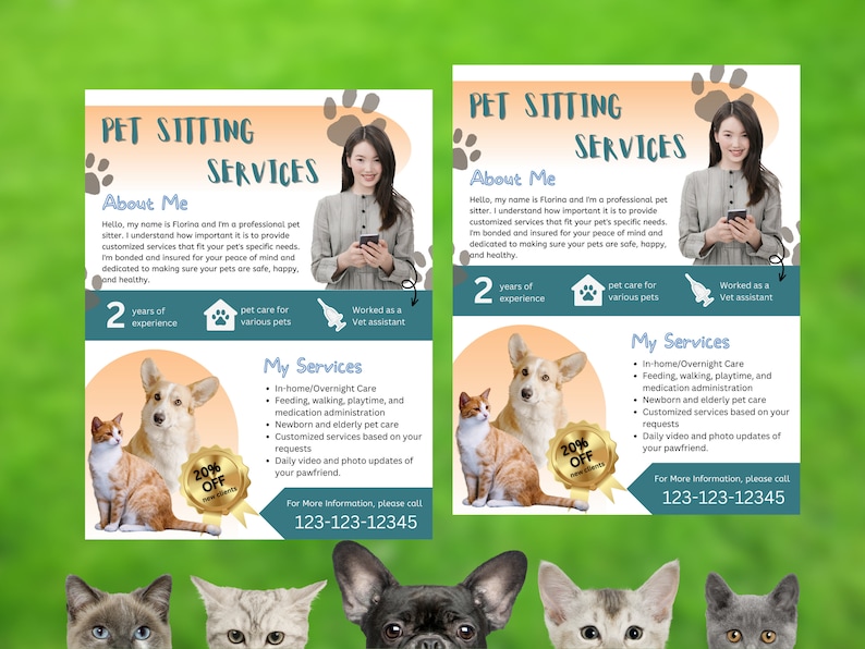 DIY Pet Sitting Services Flyer Small Business Pet Sitting Flyer ...