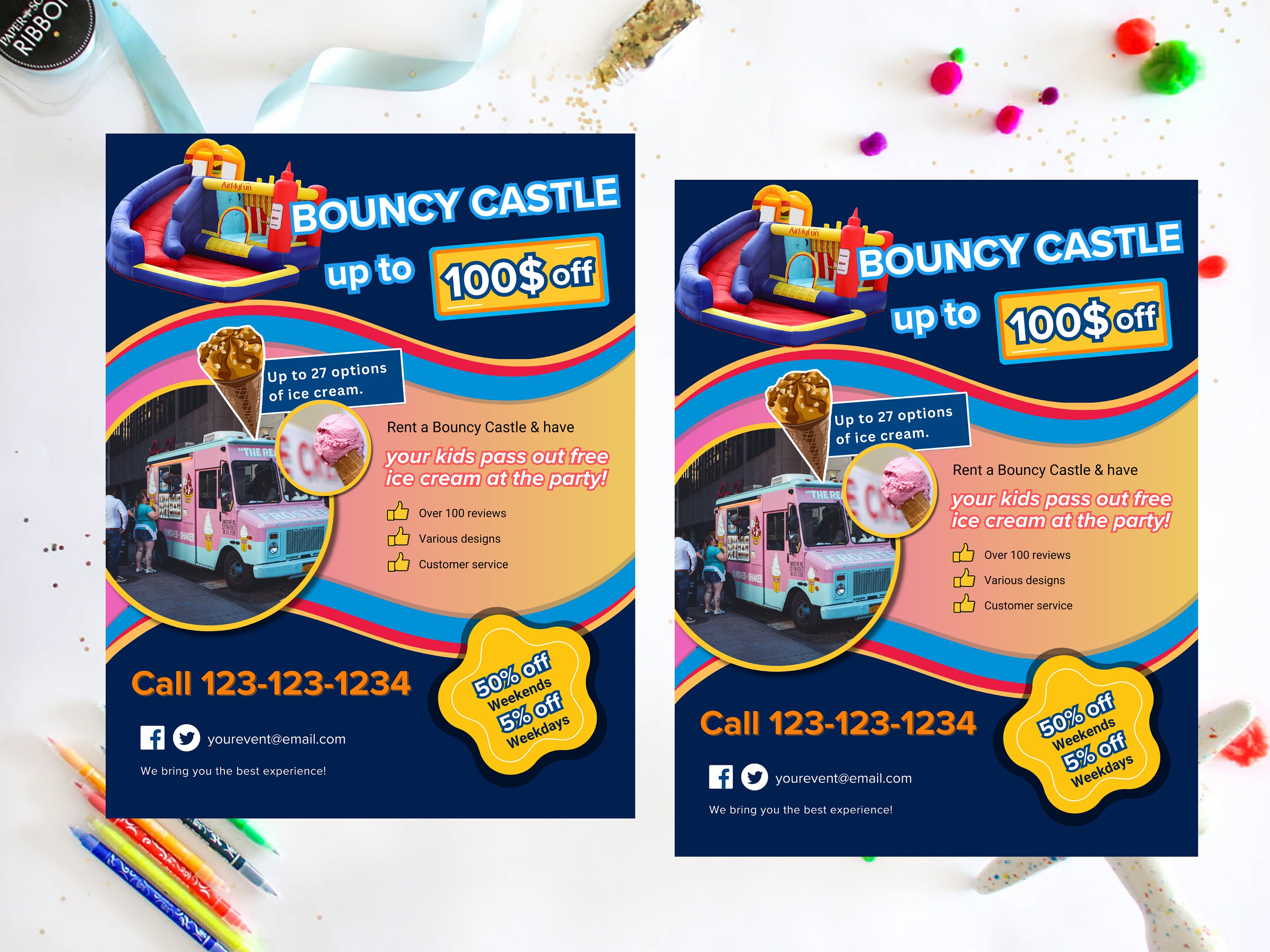 DIY Kids Party Rental Services Flyer | Customizable Party Flyer ...