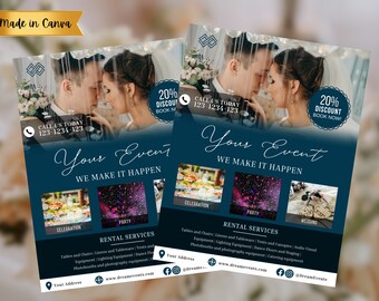 Party Rental Flyer Template, DIY Leaflet for Party Equipment, Editable ...