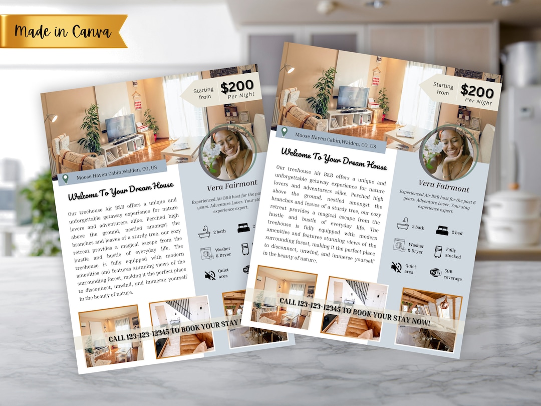 Air Bnb Flyer Editable Air B&B Flyer Customizable Air Bnb Flyer CANVA ...