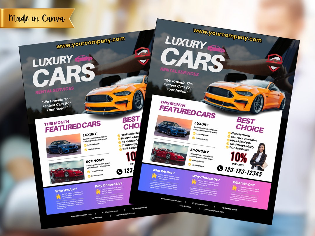 DIY Car Rental Flyer | Road Trip Car Rental | CANVA Car Rental | Luxury ...