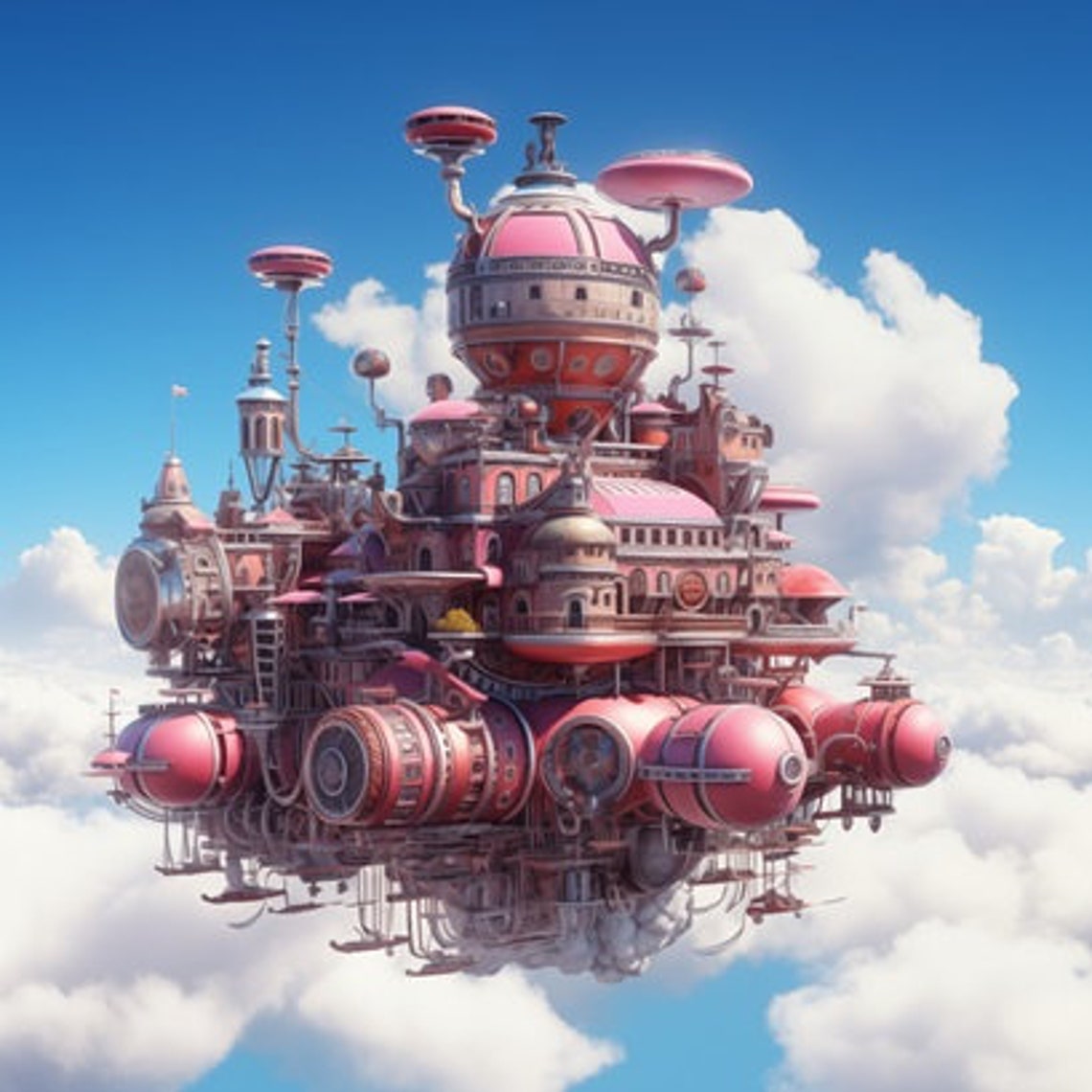 Flying Cities in Sky, 10 Images 4096x4096, Clipart, Instant Digital ...