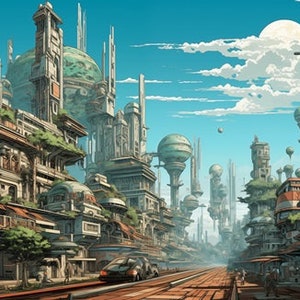 Futuristic African Cities, 10 Images 5824x3264, Clipart, Instant ...