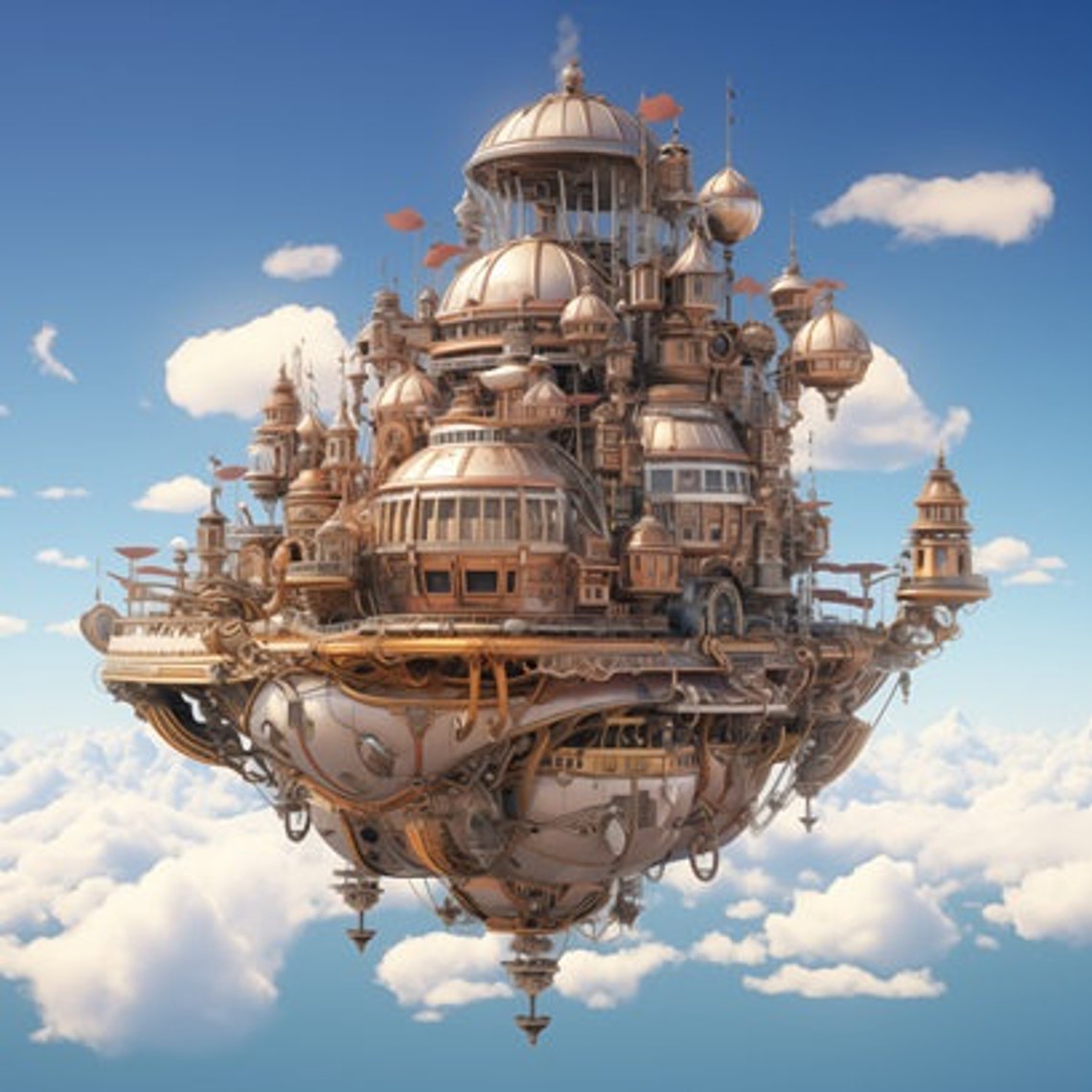 Flying Cities in Sky, 10 Images 4096x4096, Clipart, Instant Digital ...