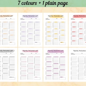 Travel Packing List Printable, Vacation Packing List Digital ...