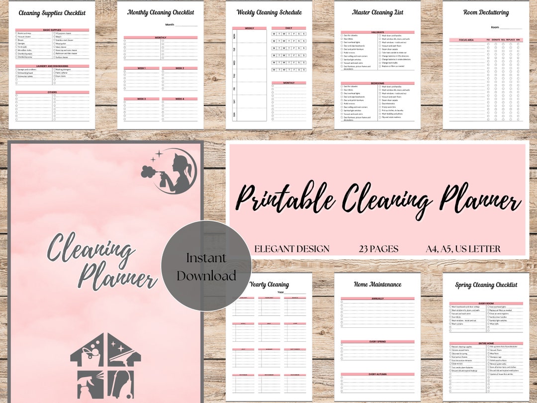 Printable Cleaning Planner, Cleaning Checklist, ADHD Cleaning Planner ...