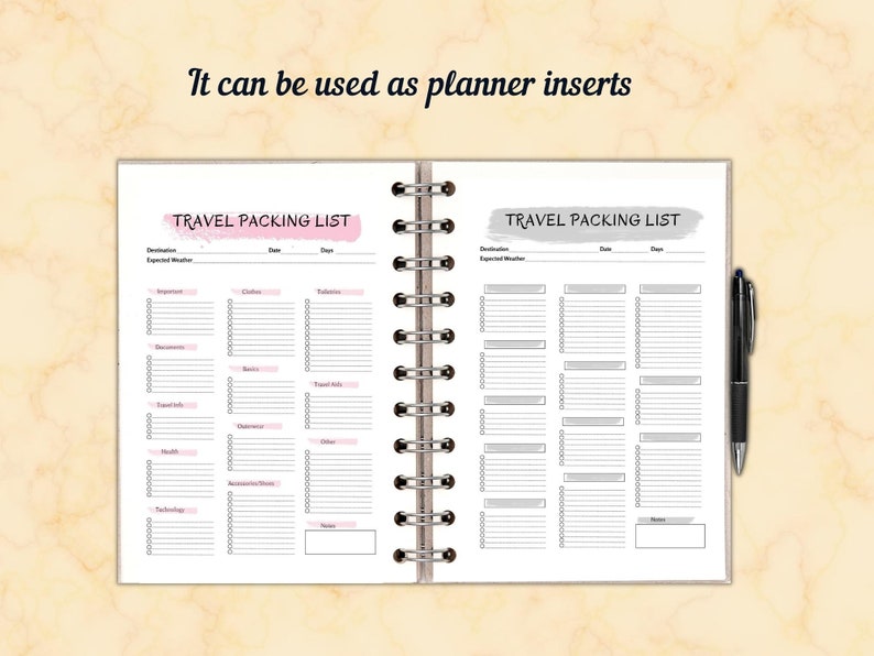 Travel Packing List Printable Bundle, Vacation Packing List Digital ...