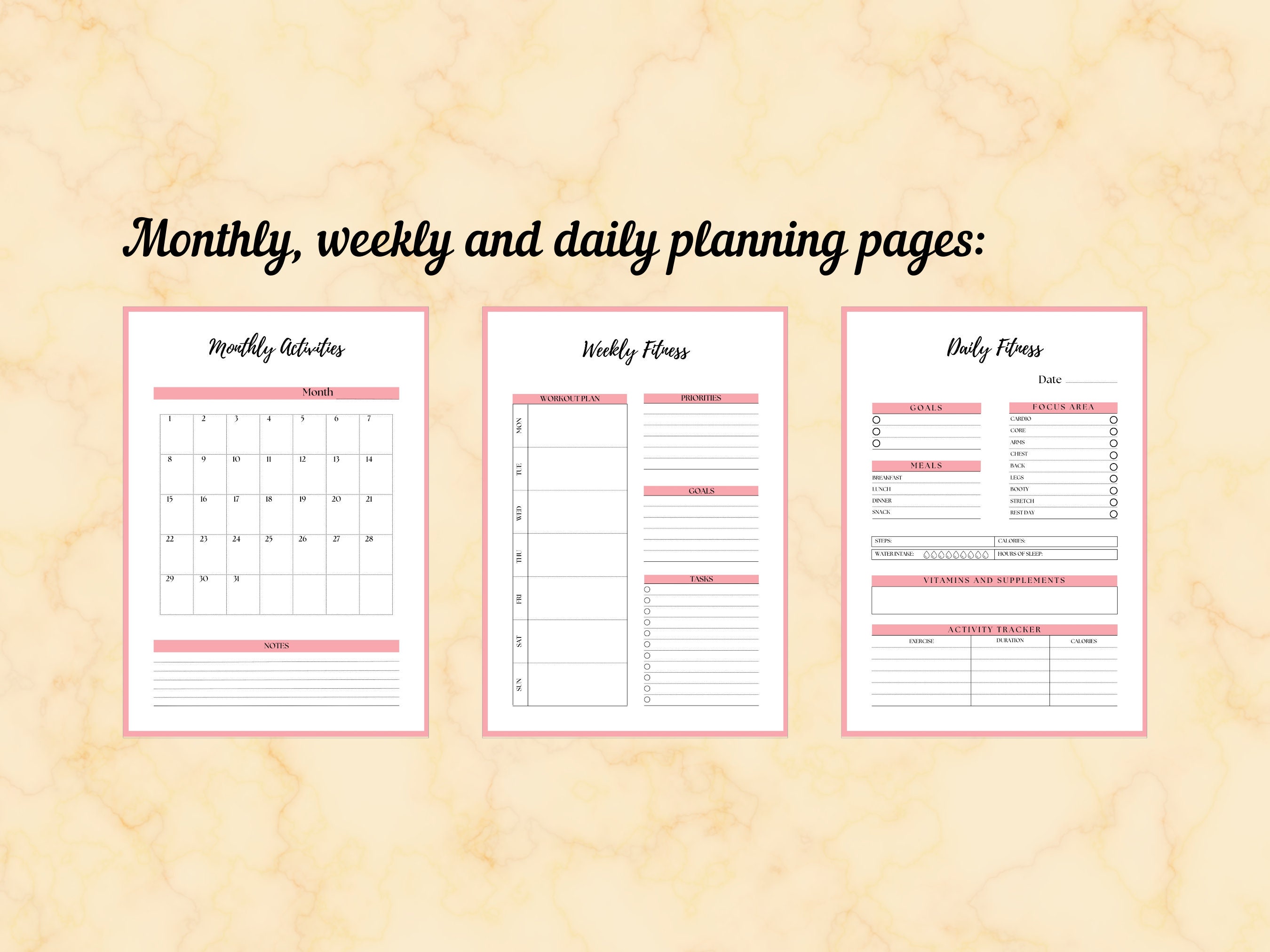 Pink Nutrition Planner Printable, Girly Nutrition Tracker Digital ...