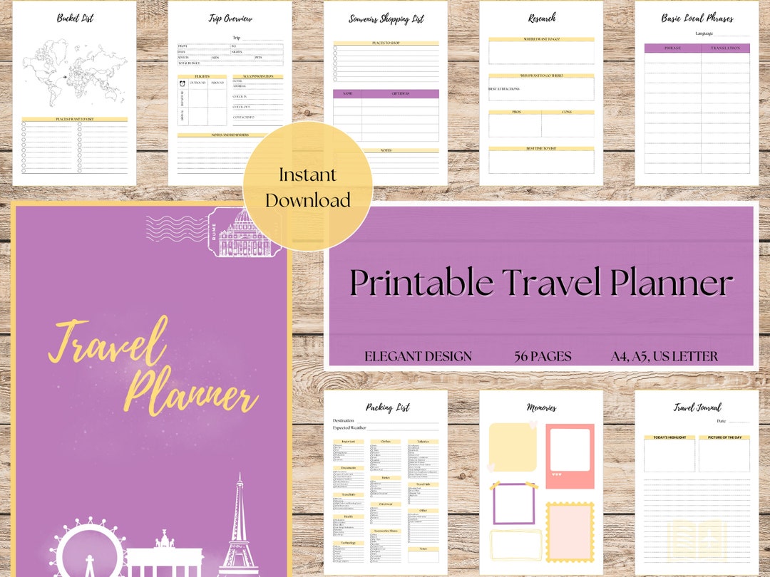Travel Planner, Travel Journal Printable, Vacation Planner, Travel ...
