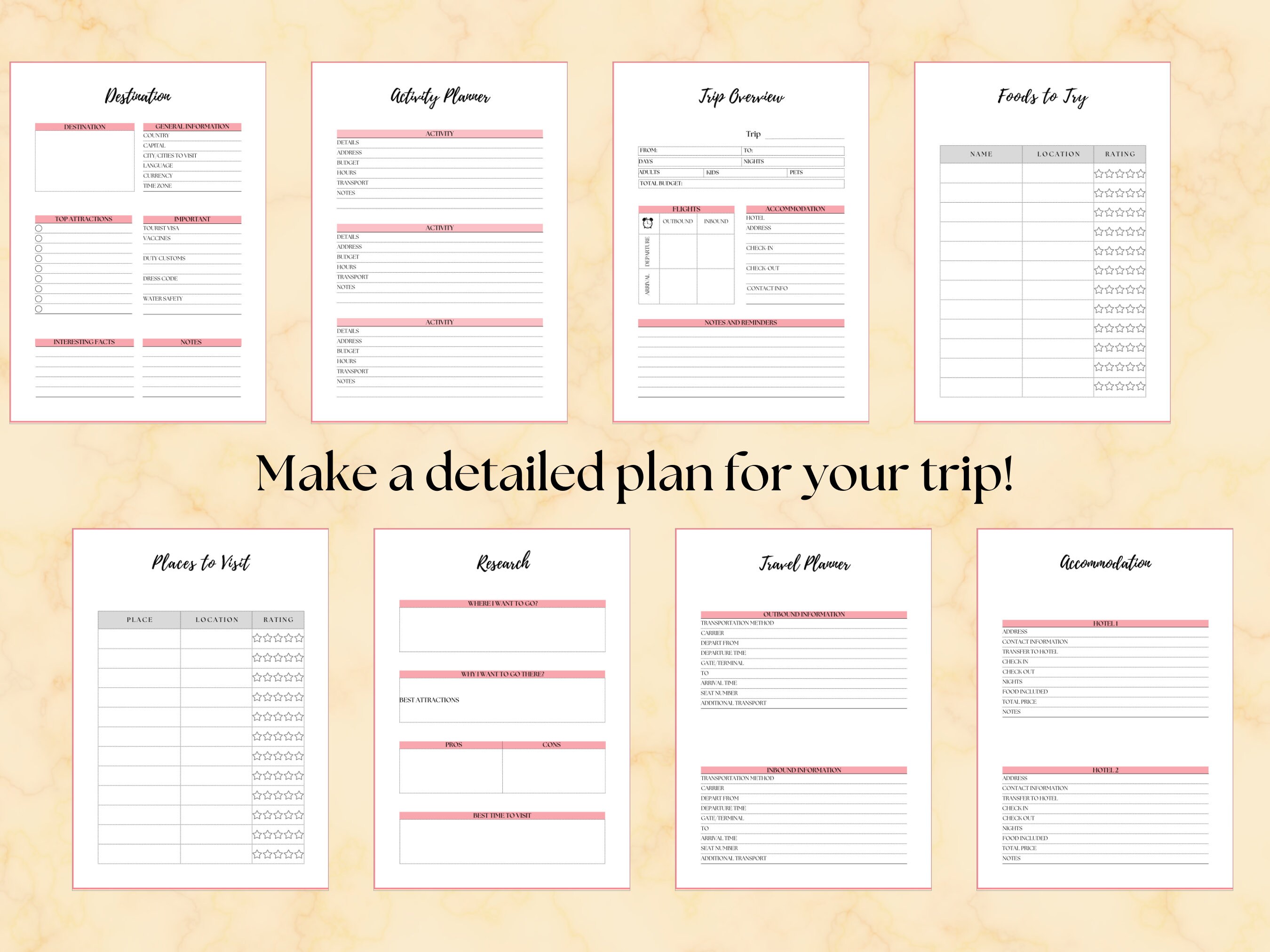 Travel Planner Digital, Travel Journal Printable, Vacation Planner ...