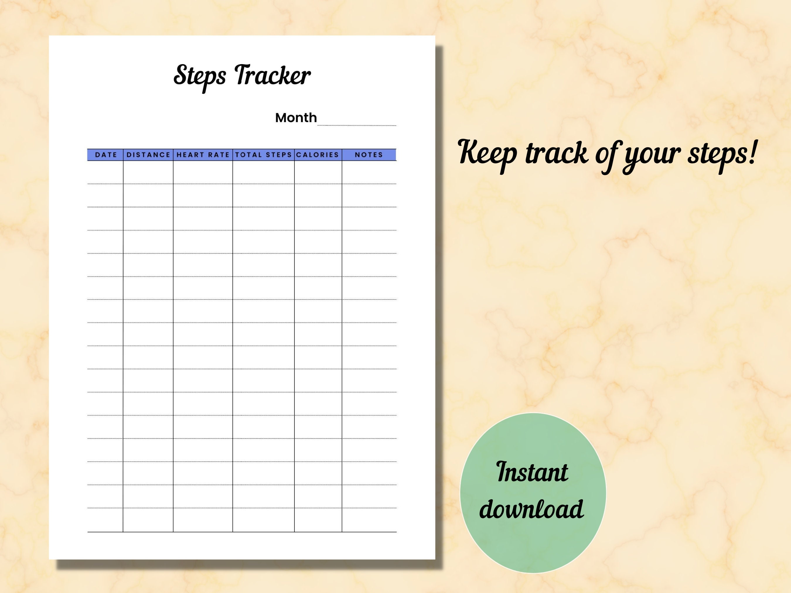 Steps Tracker Printable, Fitness Planner Digital, Workout Journal ...