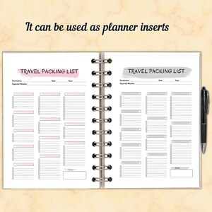Travel Packing List Printable, Vacation Packing List Digital ...