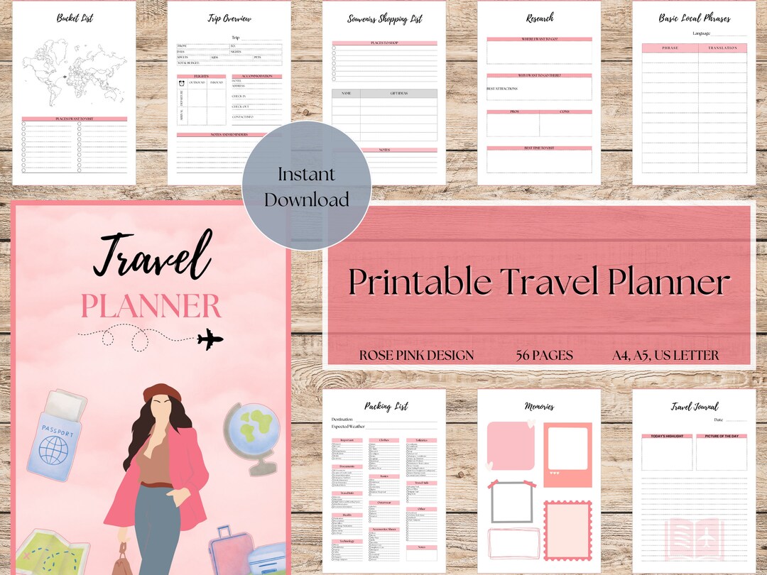 Travel Planner, Travel Journal Printable, Vacation Planner, Travel ...