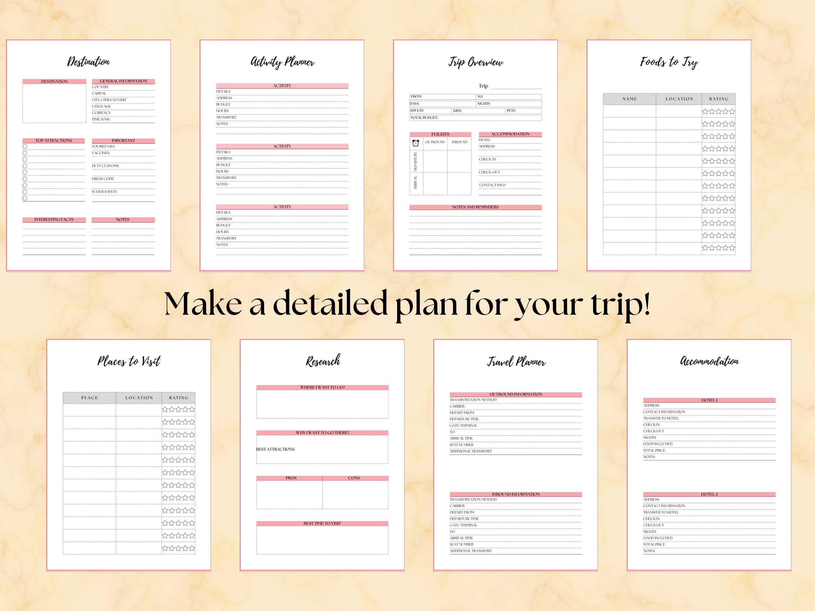 Travel Planner, Travel Journal Printable, Vacation Planner, Travel ...