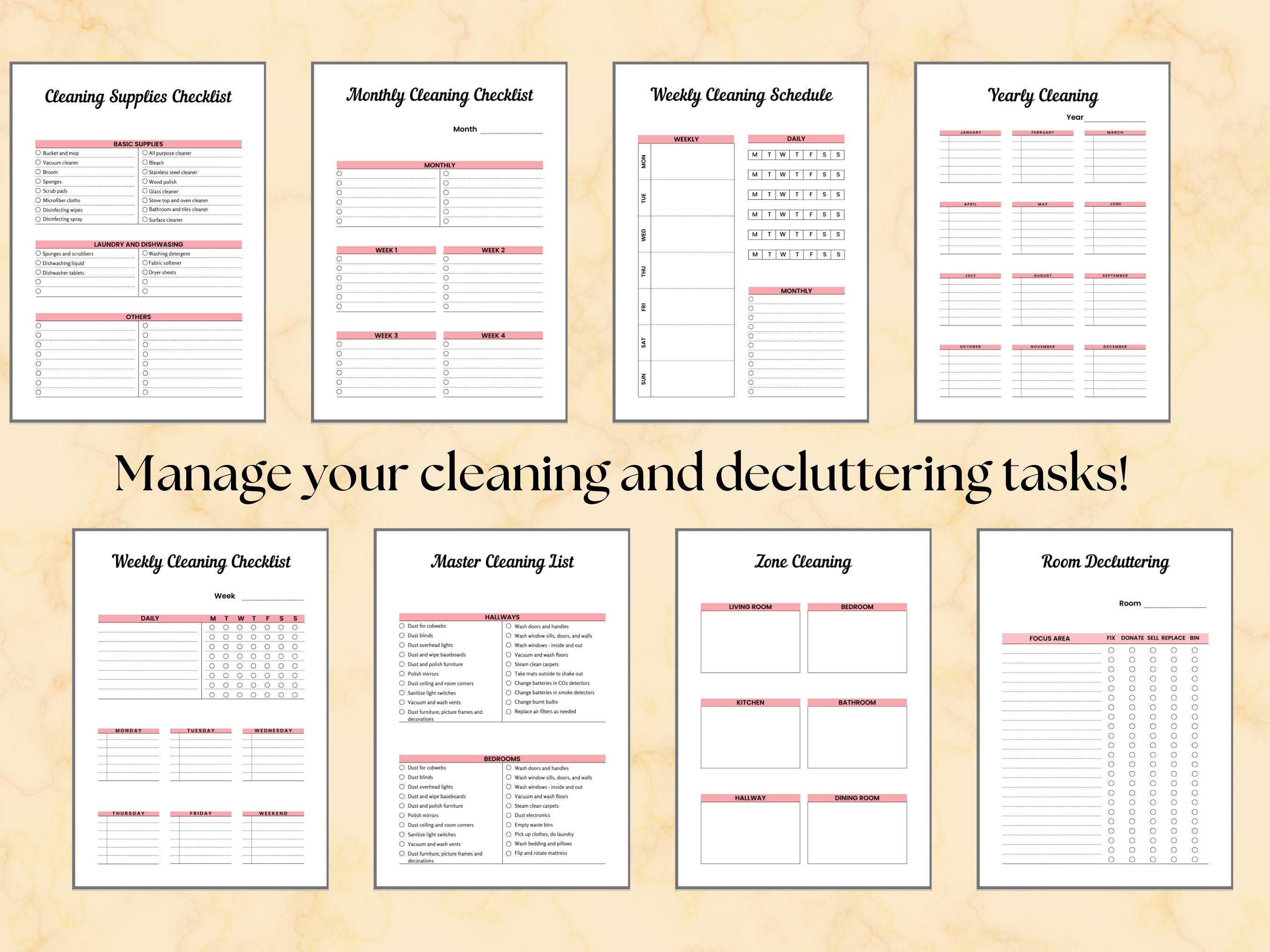 Editable Cleaning Planner, Printable Cleaning Checklist, ADHD Cleaning ...