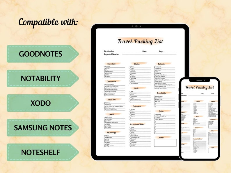 EDITABLE Digital Travel Packing List Bundle, Printable Vacation Packing ...