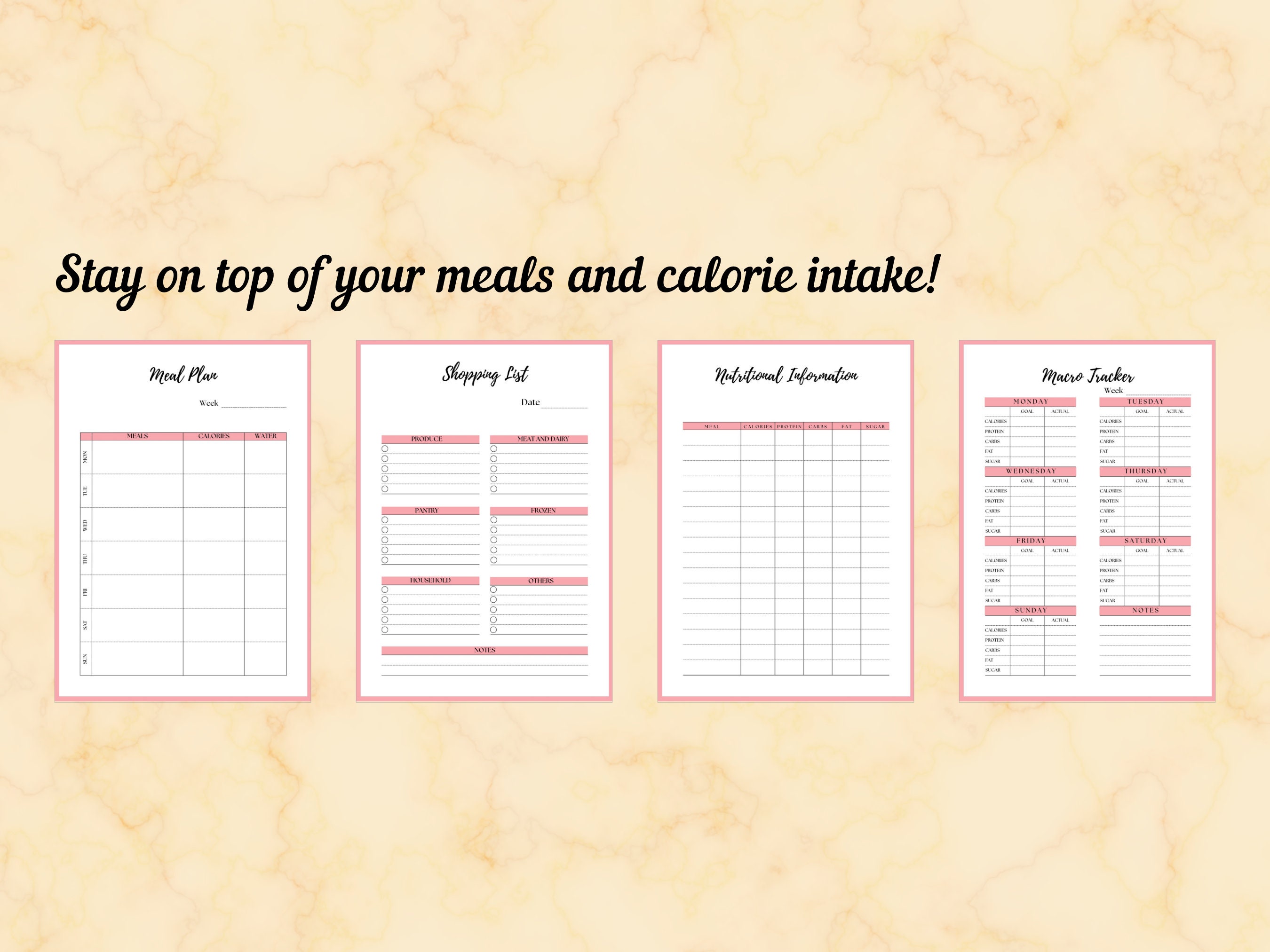 Pink Fitness Planner Printable, Girly Workout Journal Digital, Feminine ...