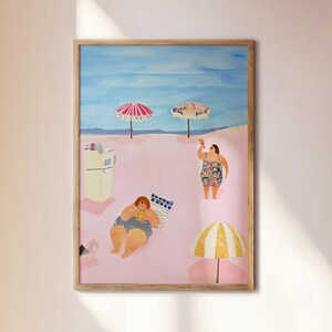 Quirky Summer Beach Art Print Fun, Whimsical Beach Decor Colorful ...