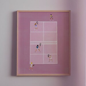 Tennis Art Print, Pink Sports Illustration, Minimalist Wall Decor ...