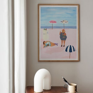 Quirky Summer Beach Art Print Fun, Whimsical Beach Decor Colorful ...