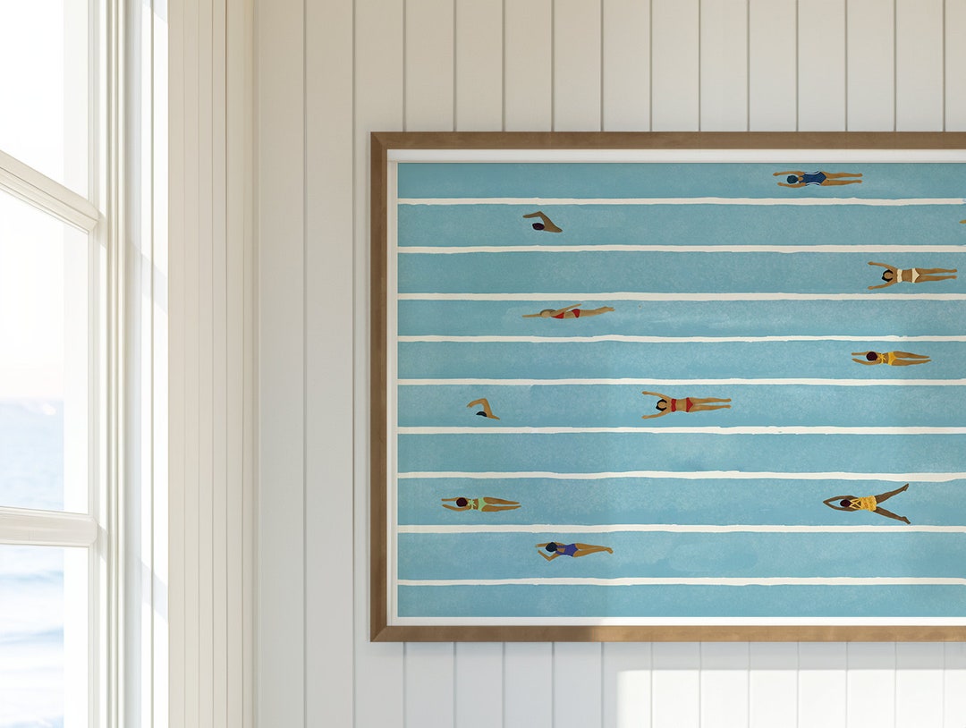 Retro Swimming Art, Swimming Pool Wall Art, Swimming Pool Print ...